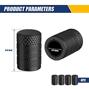 UGSHY 4 PCS Tire Valve Stem Caps for Car, Alloy Tire Valve Cap Set, Universal for Cars Trucks Motorcycles SUVs (Black)