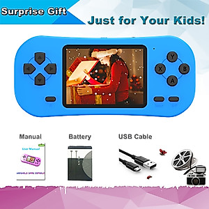 Beijue Retro Handheld Games for Kids Built in 218 Classic Old Style Electronic Game 2.5'' Screen 3.5MM Earphone Jack USB Rechargeable Portable Video Player Children Travel Holiday Entertain (Blue)