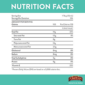 Pompeian 100% Grapeseed Oil, Light and Subtle Flavor, Perfect for High-Heat Cooking, Deep Frying and Baking, 68 FL. OZ.