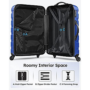 Luggage 3 Piece Sets Hard Shell Luggage Set with Spinner Wheels, TSA Lock, 20 24 28 inch Travel Suitcase Sets, Bright Blue