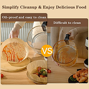 Moretoes 100 Pcs 6.3 Inch Round Air Fryer Disposable Paper, Non-Stick Parchment Cooking Paper for Microwave, Oil Resistant Waterproof Paper Liner for Frying Baking Cooking Roasting