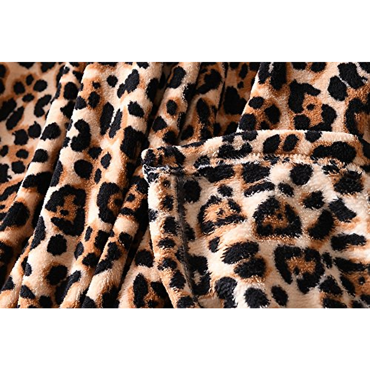 MarCielo Fleece Throw Blanket, 50 x 60 Inch Lap Fleece Blankets (Leopard)
