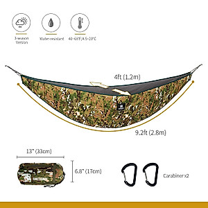 OneTigris Hideout Hammock Underquilt + Bulwark All Season Camping Tarp + KOMPOUND Camping Hammock