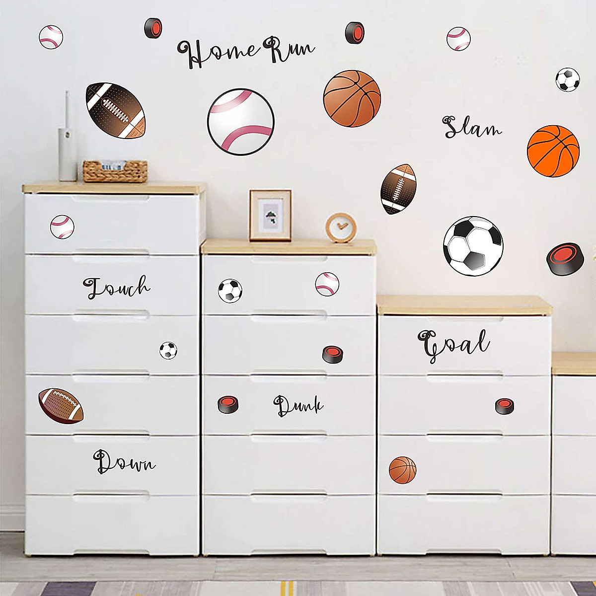 Sports Wall Decals Soccer Decal for Wall Rugby Wall Decals Baseball Wall Decor Basketball Decal Removable Peel and Stick Wall Decals Football Sticker for Boys Room