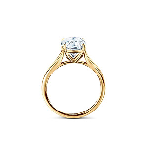 ISAAC WOLF 10k Solid Gold 3 Carat Oval Cut VVS1 Genuine Moissanite Diamond Solitaire Wedding Ring in White, Yellow or Rose GOLD (White Gold, 6.5)