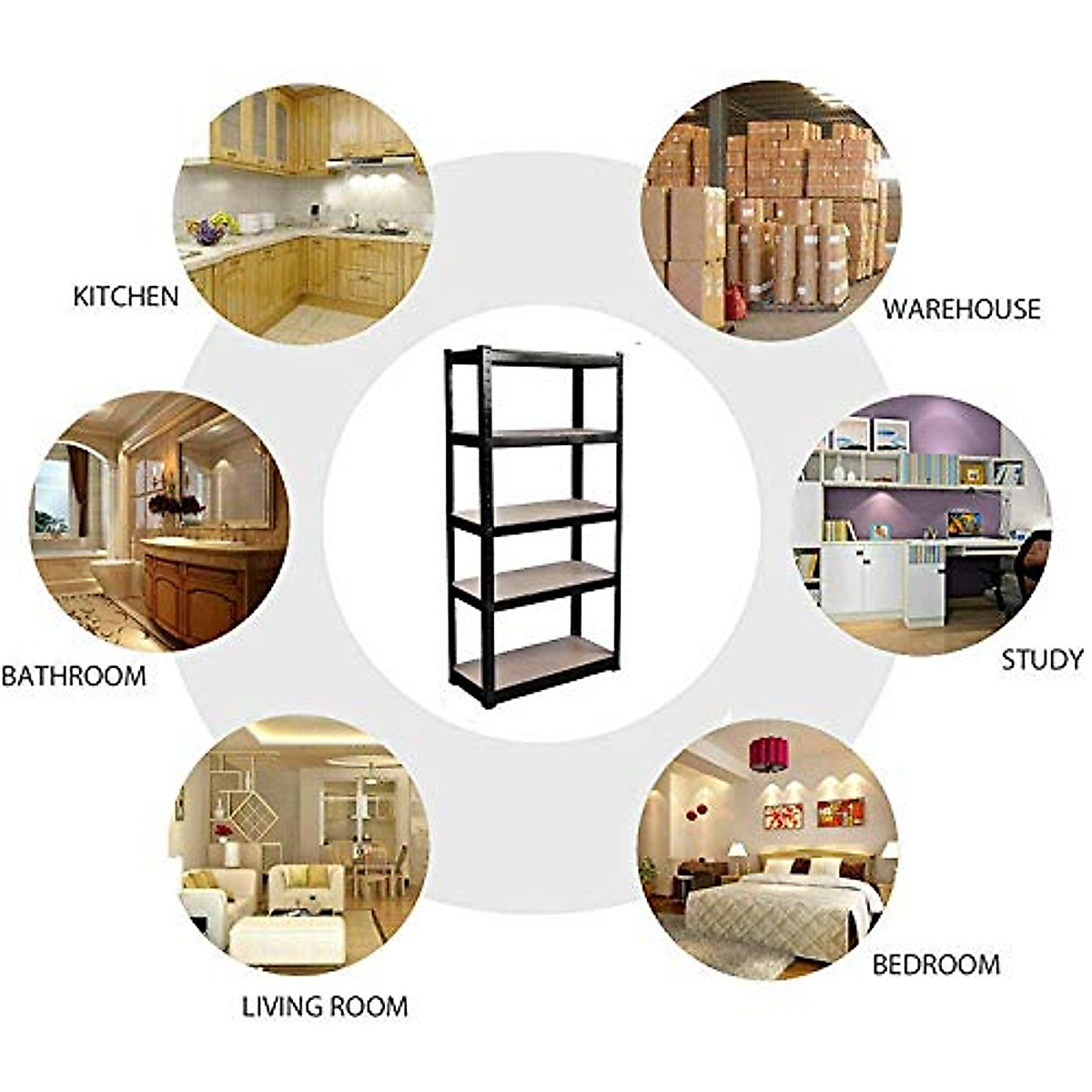 Garage Storage Shelves, 5-Tier Adjustable Metal Shelves for Storage, Shelving Unit Utility Rack Shelves for Warehouse Pantry Closet Kitchen, Organization Multipurpose Shelf, 29"L x 12" D x 66" H