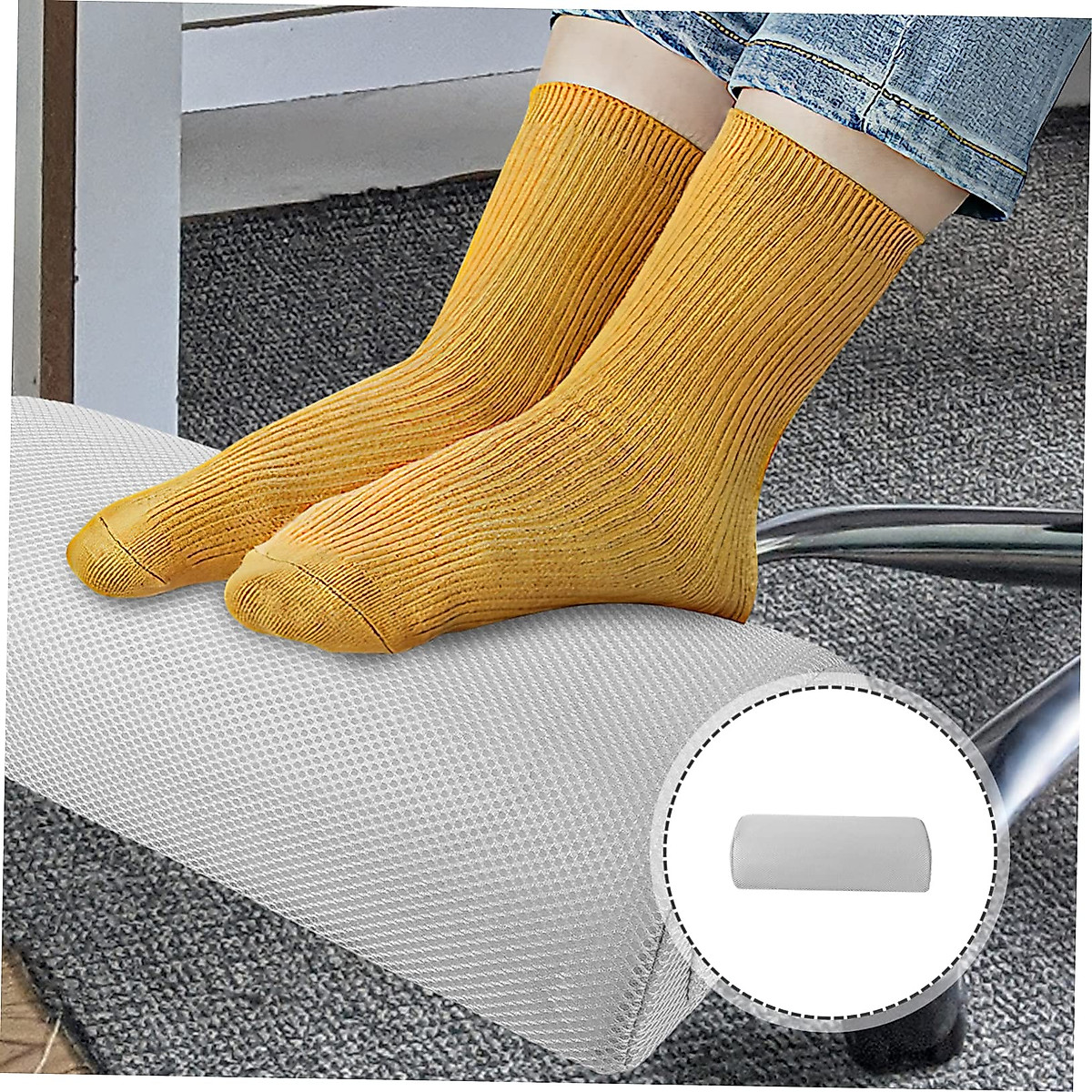 Anneome Ergonomic Leg Pillow Under Knee Pillow for Sleeping on Back Knee Pillow for Leg Support Half Round Leg Pillow Grey Mesh Pillow Cover