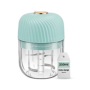 Electric Garlic Chopper, Portable Veggie Chopper, 350ML Garlic Grinder Masher Onion Chopper, Blender to Vegetable, Cordless Food Processor for Ginger, Chili, Fruit, Meat, Spices, Beans, etc(Green)
