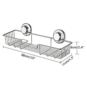 SANNO Suction Cup Shower Caddy Storage Combo Organizer, No Damage Bath Shelf Suction Cup Shower Basket,Rustproof Wire Bathroom Accessories - Rustproof Stainless Steel