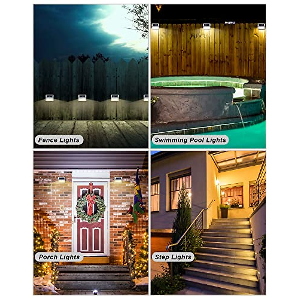 24 Packs Outdoor Fence Lights Solar Powered Deck Lights Waterproof Backyard Lighting Stainless Steel Lamp Stairs Fence Light Security Wall Lamps for Step Walkway Patio Garden Pathway (Warm White)