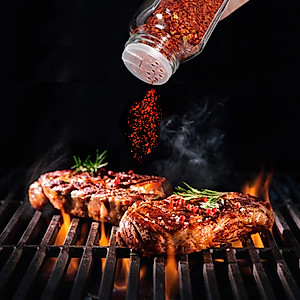 DHSBTLS 6oz Glass Spice Jars with Labels 30 Pcs, Empty Square Spice Bottles with Shaker Lids and Airtight Metal Caps,Chalkboard Marker and Silicone Collapsible Funnel Included