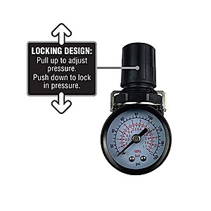Primefit R1401G Mini Air Regulator with steel-Protected Gauge, 60-Scfm At 100-Psi, 1/4" Npt