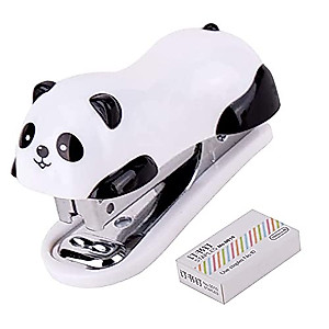 1 Pack Mini Panda Desktop Stapler for 10 Sheets Capacity with 1000 Pcs No.10 Staples for Paper Clips Staplers for Desk for Friends and Children(Panda)