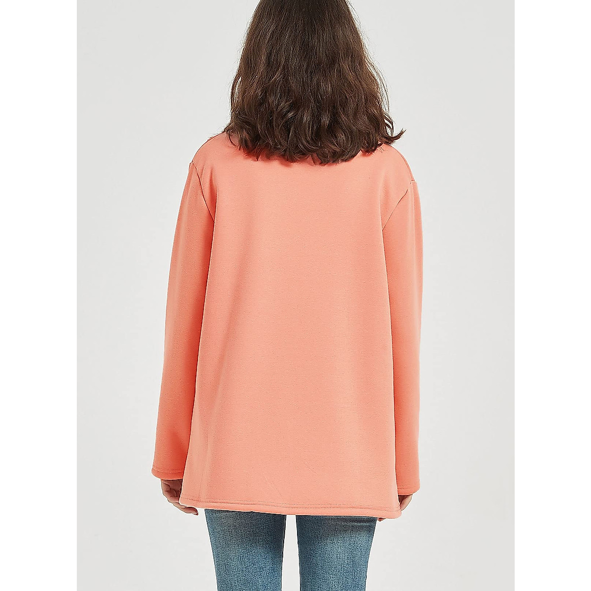 PEHMEA Women's Girls Warm Sherpa Lined Crewneck Pullovers Fleece Sweatshirt Tops (Watermelon Red, Small)