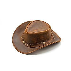 Shapeable Leather Cowboy hat into Outback hat Western Vintage Australian Hats for Men & Women