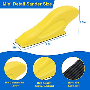 3.5”x 1” Mini Sander Kit, Mini Detail Sander with 70 Sheets Sandpaper-Grit 40 60 80 120 180 240 320, Coldairsoap Micro Sanding Tools, Detail Handle Sanding Tools for Small Projects, Craft, Wood