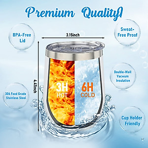 SEEWEY 3 Pieces Back to School Teacher Gifts Teacher Appreciation Gifts 12 oz Teacher Wine Stainless Steel Tumbler Makeup Bag Keychain Insulated Coffee Tumbler Canvas Cosmetic Bags Thank You Gifts