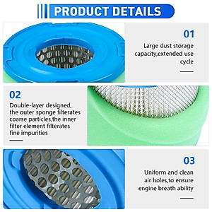 393957 393957S Air Filter Pre Filter Replacement for Briggs Stratton 390930 4106 Horizontal Engines Ariens 02451900 John Deere PT9334 PT4301 LG393957S Lawn Mower