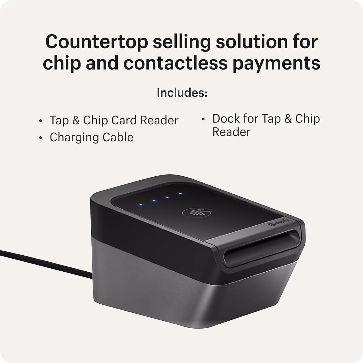 Shopify Tap & Chip Card Reader with Dock - POS Countertop Wireless Credit Card Reader Device + Holder Stand - Contactless Payment Point of Sale Station for Retail, Small Business