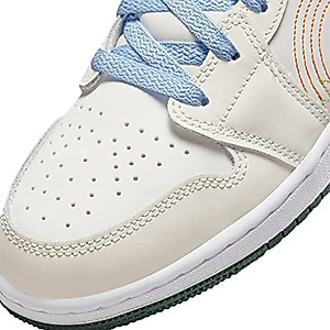 Jordan Boy's Air Jordan 1 Mid SE (Big Kid) Sail/Safety Orange/Psychic Blue 4 Big Kid M