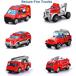 haomsj 17PCS Mini Police Car Toys for Boys 3-5 Die Cast Metal Toy Police Car Set Fire Trucks Including 5 Road Signs Kid Birthday Party Gift Police Party Decorations Police Toys