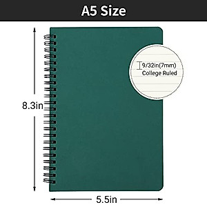 EUSOAR A5 Spiral Notebook, 6 Pack 5.5" x 8.3" 120 Pages Lined Travel Writing Notebooks Journal, Memo Notepad Sketchbook, Students College Office Business Subject Diary Ruled Spiral Book Journal