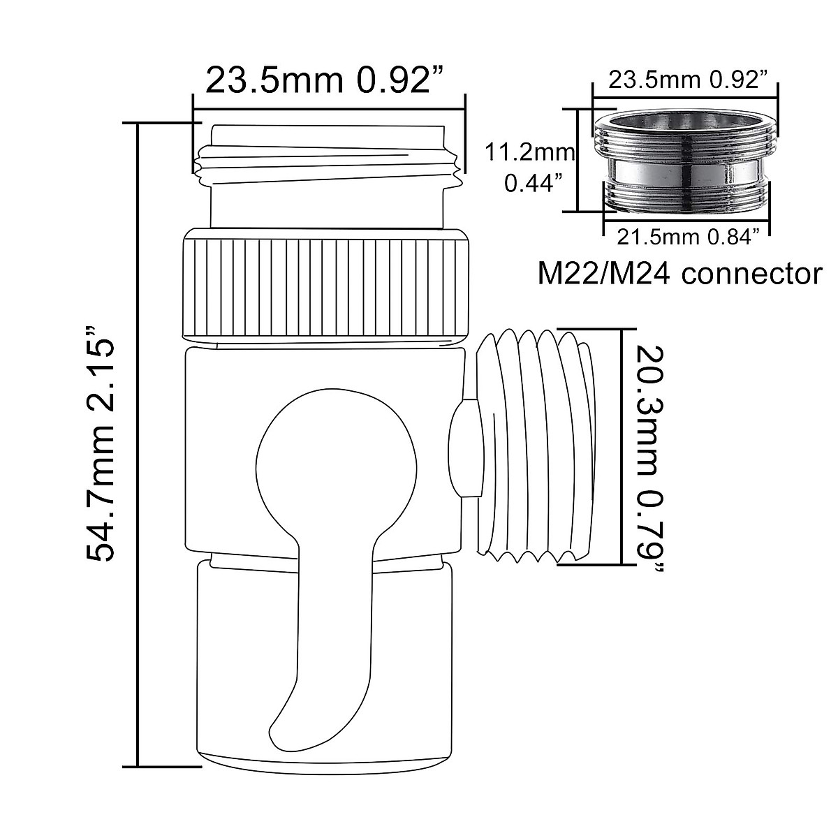 CIENCIA Brass Sink Faucet Diverter Valve to Sink Hose Sprayer,Faucet Splitter for Kitchen,Sink Faucet Replacement Part M22 x M24,SBA021