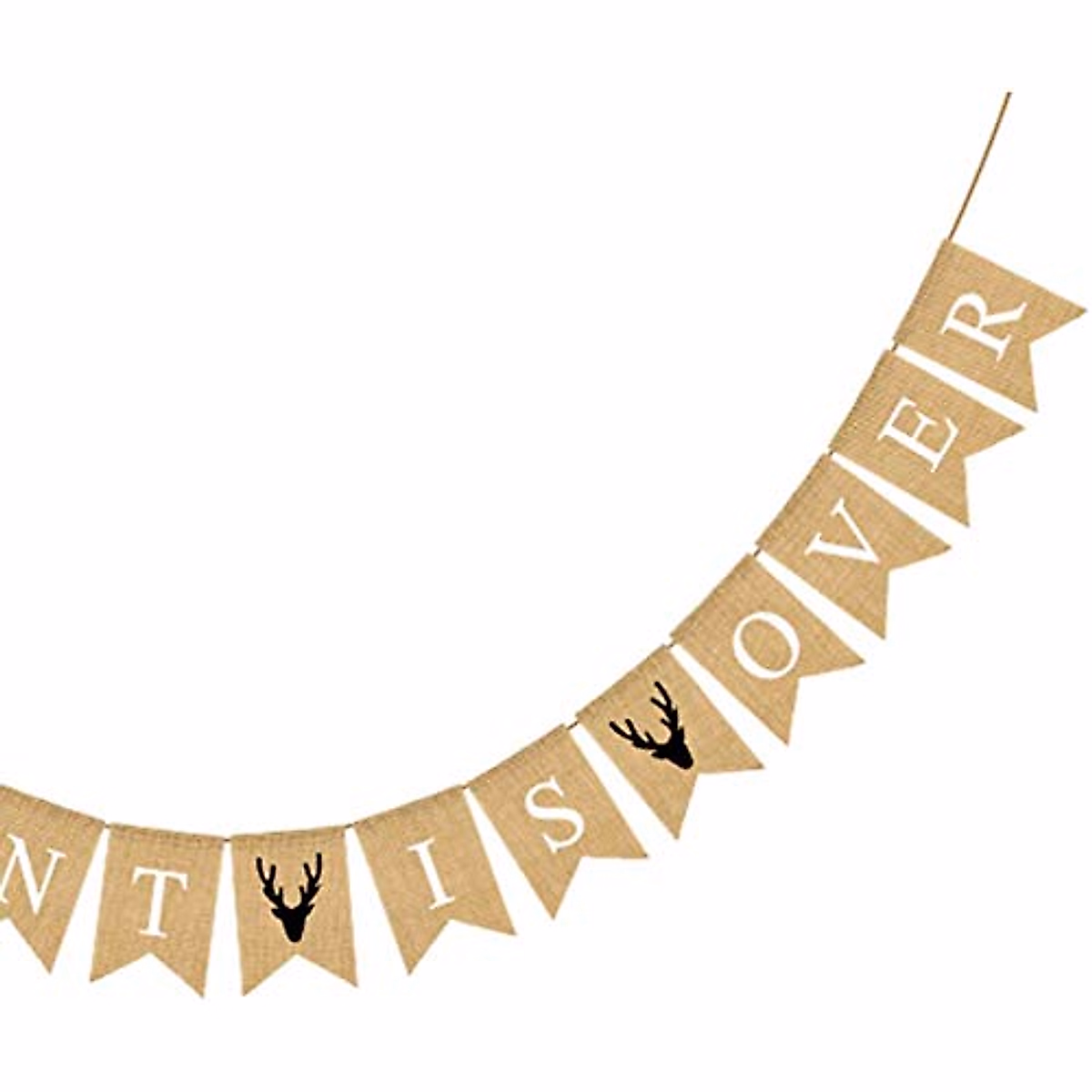 The Hunt is Over Banner Burlap Bunting Banner Garland Flags for Hunting Festival Party Decorations