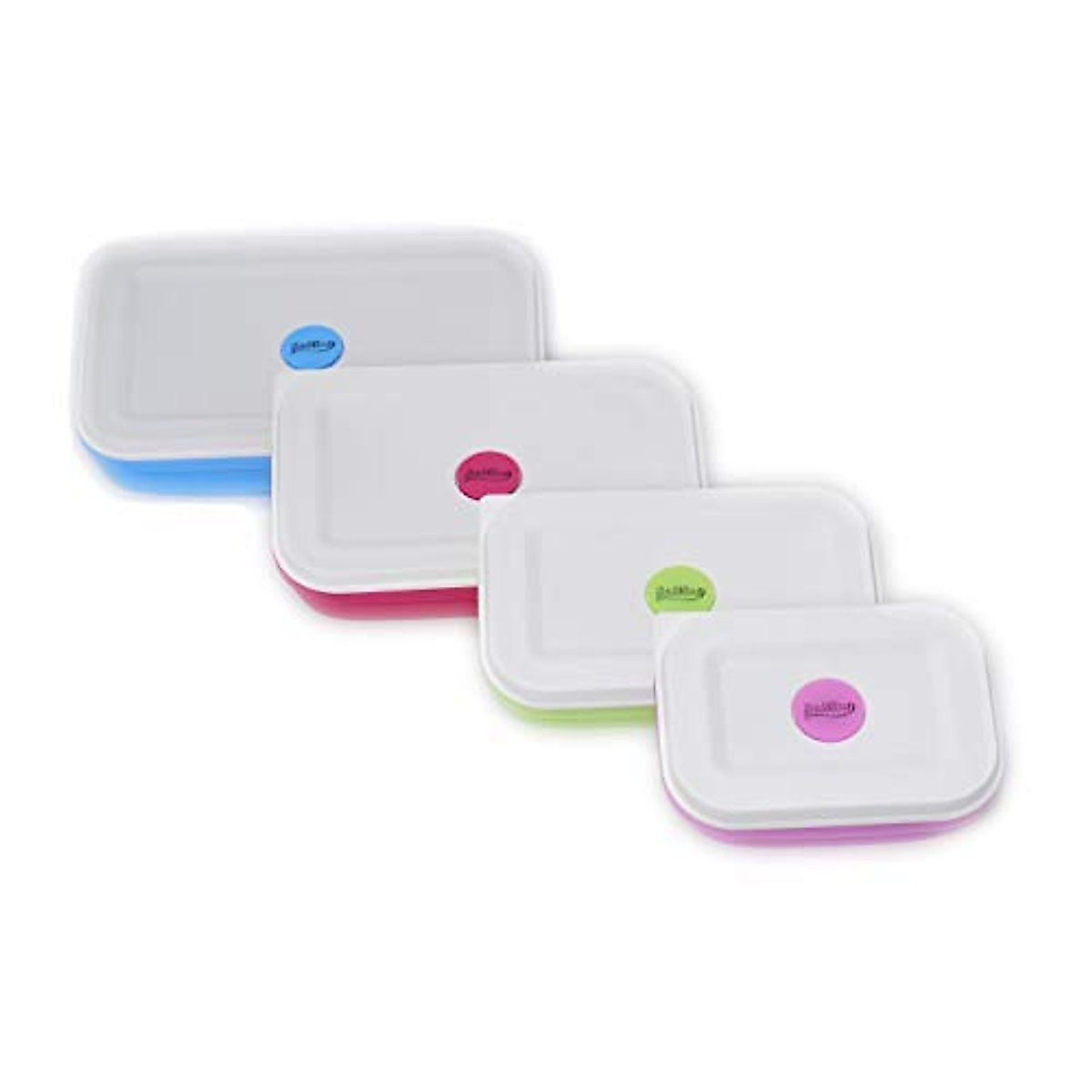 Sailing Premium Collapsible Silicone Lunch Box/Container, Super Convenient Stackable Food Storage Containers, Material Safe (Set of 4 with Silicone Cover, Multi Color)
