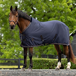 Equinavia Vind Lightweight Stable Blanket for Horses | No Fill Sheet with Wither Relief - Navy - 74 in