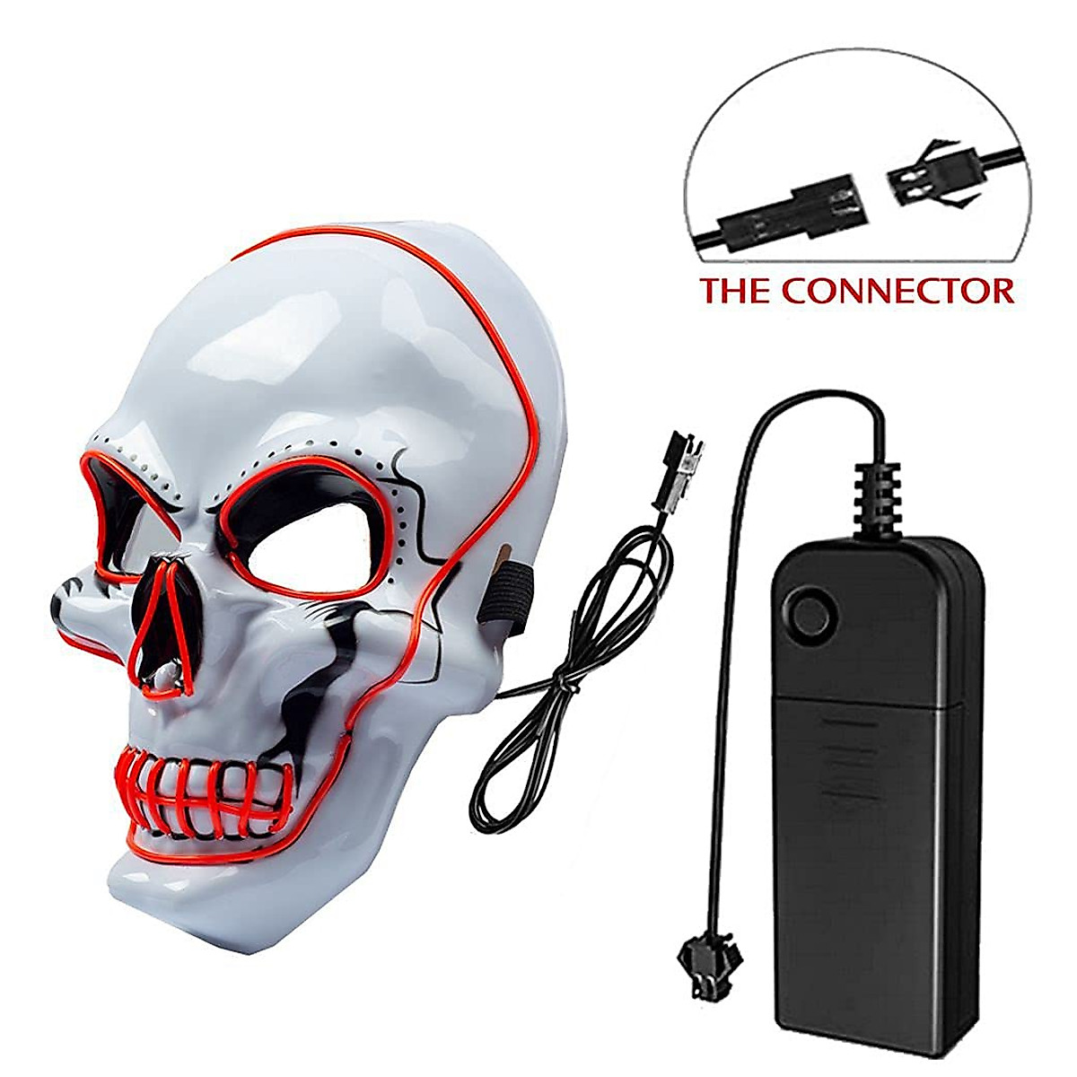 WENTAOWULUE LED Halloween Face Mask Skull Skeleton Light Up Full Face Mask Green