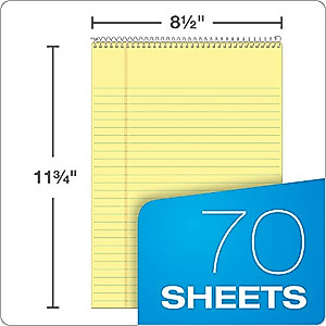 TOPS Docket Writing Tablet, Top Wirebound, 8-1/2 x 11-3/4 Inches, Canary, Legal/Wide Rule, 70 Sheets per Pad, 3 Pads per Pack (63623)