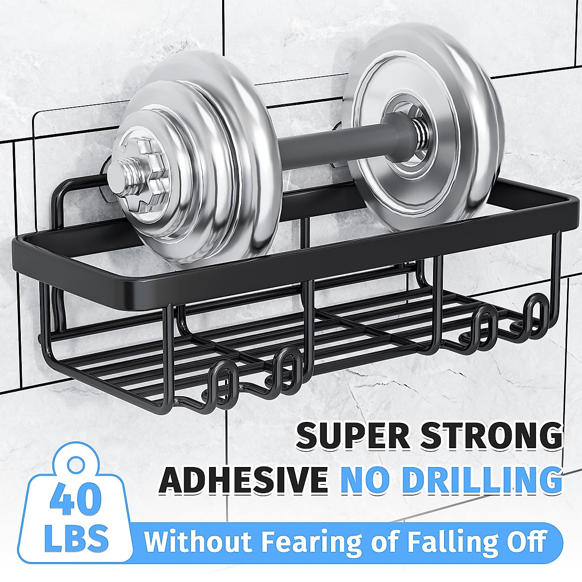 WESTRUE Shower Caddy 5 Pack Shower Shelves No Drilling Shower Rack with Soap Dish Adhesive Shower Organizer Shower Storage for Inside Shower-Black