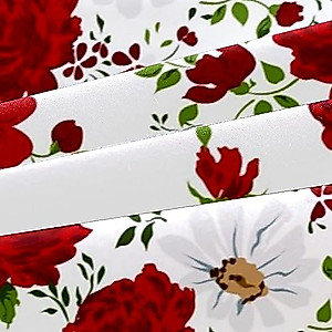 VAPOKF Duvet Covers Set Full Size Soft and Breathable Microfiber Comforter Bedding Set 1 Duvet Cover 2 Pillowcase with Zipper Closure for Kids Women Men, Red Spring Flowers