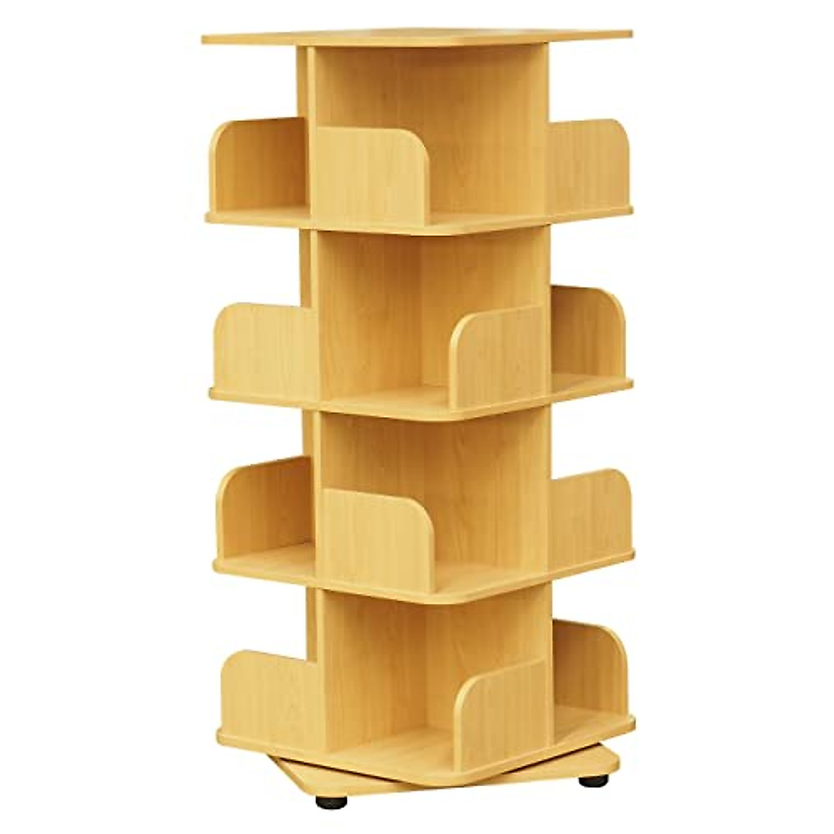 KB Designs - 4-Tier 360° Rotating Revolving Tower Bookcase Display Unit, Natural
