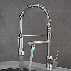 AIMADI Commercial Pull Down Kitchen Faucet Sprayer with LED Light,Brushed Nickel