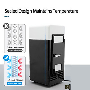 GOWENIC Mini Fridge for Bedroom, Portable Low Noise USB Fridge Cooler Single Can Car Refrigerator for Skincare, Beverage, Food, Cosmetics, Home, Dorm, Office and Car (Black)