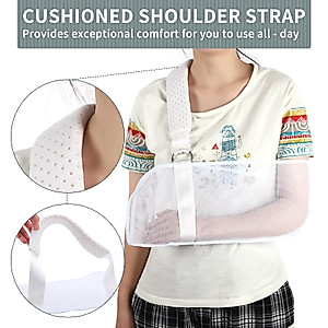 YAVOUN Breathable Mesh Arm Sling for Shower - Adjustable, Slings for Arm Torn Rotator Cuff Injury, shower sling for shoulder, Elbow, Wrist, Sling Forearm - Right Left Arm for Men Women (White)