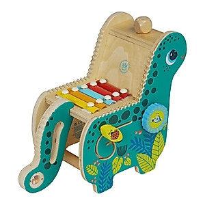 Manhattan Toy Wooden Dinosaur Toddler and Preschool Musical Instrument and Activity Toy with Xylophone, Sawtooth Ridges and Solo Mallet