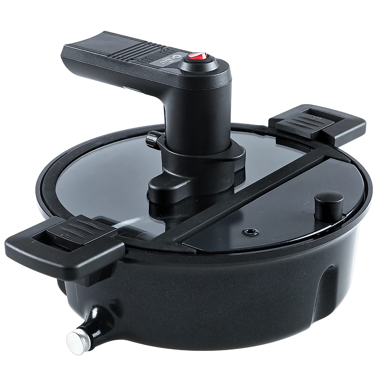 GENAU Automatic Stirrer for Cooking - Hands Free Automatic Pot Stirrer with Pot for Convenient Cooking | Ceramic Coated Self Stirring Pot with Silicone Spatula and Transparent Lid | Battery Powered