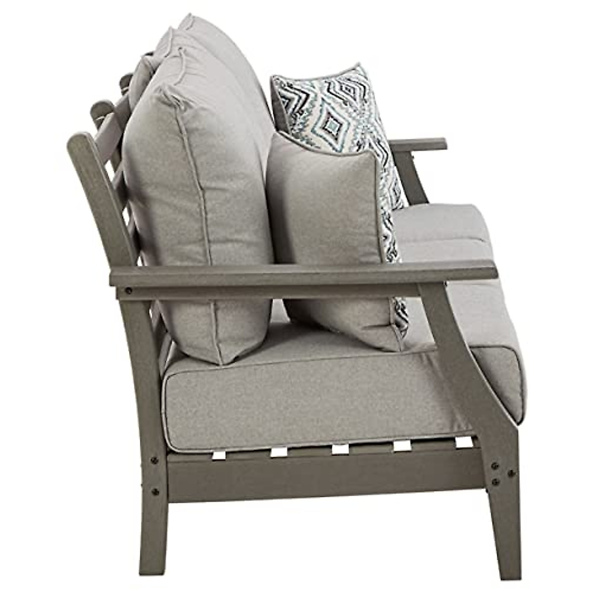 Signature Design by Ashley Visola Outdoor HDPE Patio Sofa with Cushion, Gray