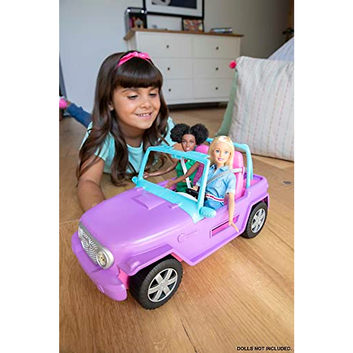 Barbie Toy Car, Purple Off-Road Vehicle with 2 Pink Seats and Treaded, Rolling Wheels