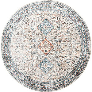 Unique Loom Newport Collection Area Rug - Rosecliff (Round 10' 2" x 10' 2", Multi/Blue)