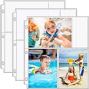 MaxGear Photo Sleeves for 3 Ring Binder 30 Pack - (4x6, for 180 Photos)，Archival Photo Pages Photo Album Refill Pages Photo Sheet Protector Page Protectors 8.5 x 11, Each Page Holds Six 4x6 Pictures