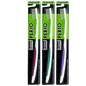 Dr. Collins Perio Toothbrush, (colors vary) 3 Count (Pack of 1)