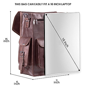 Handmade World Brown Vintage Leather Backpack Laptop Messenger Bag Rucksack Sling for Men Women (11" x 15")