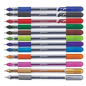 linc Geltonic Gel Pens For Adult Coloring Books, Assorted Colors, 12 CT | 2X The Writing Length, Break-Free Writing, Comfortable Soft Grip, Stocking Stuffer