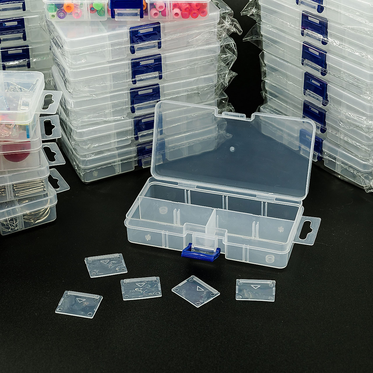 Element 115 25-Pack Small Plastic Storage Box Case Container Snackle Box 10 Grid (2.6" x 5") for Beads, Tackle Box, Fishing Hooks, Bobs, Buttons, Jewelry (Grid Size is .93" x 1.17") Pack of 25