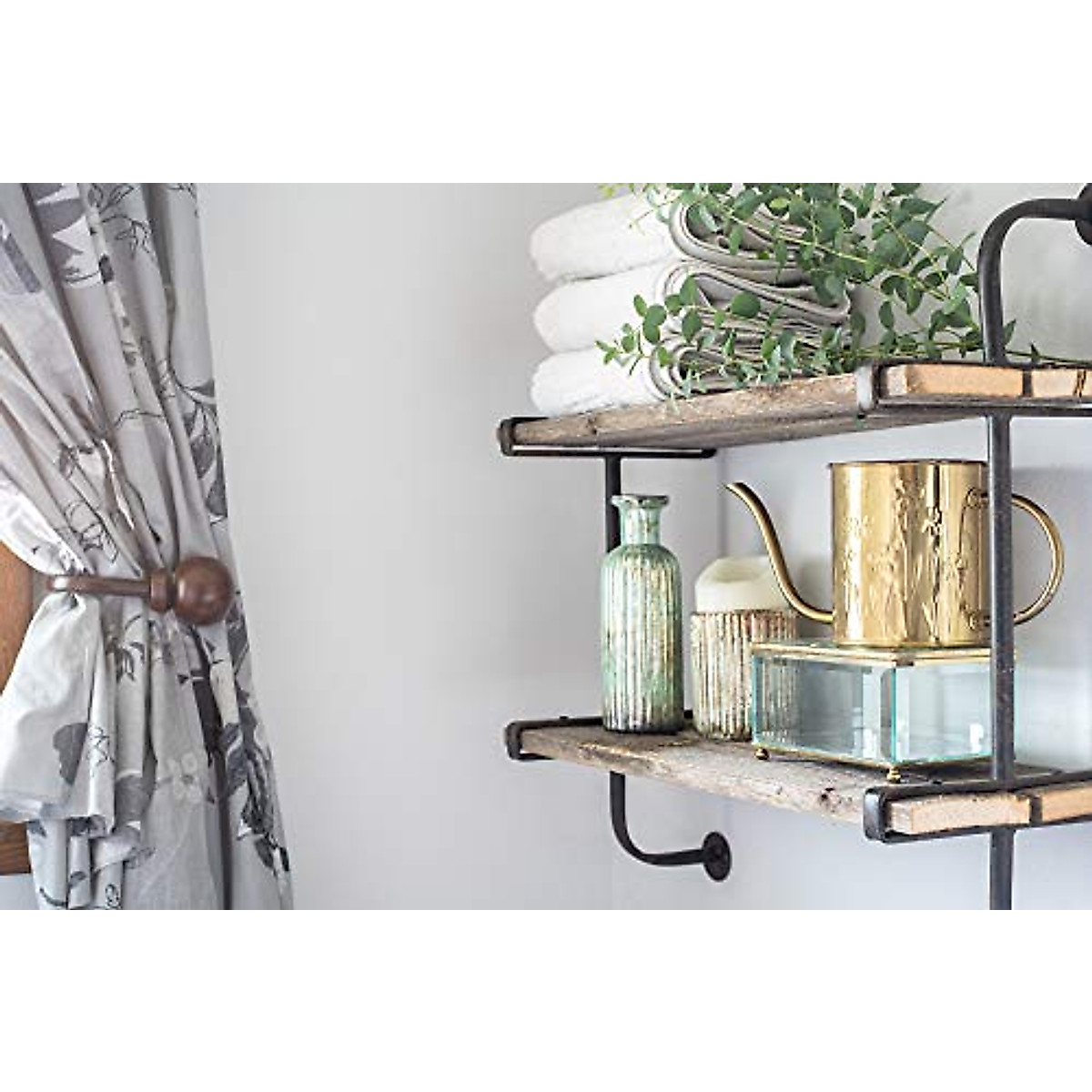 BarnwoodUSA Rustic Wooden Shelf with 2 Planks, Farmhouse Wall Ledge, Natural Weathered Gray