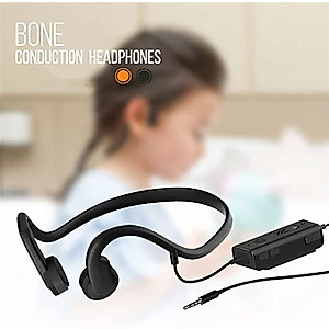 Chaomeiart Wired Bone Conduction Headphones, Sports Headset Built-in Microphones Lightweight, for Running Cycling Workout Hiking Gym,3.5MM,A